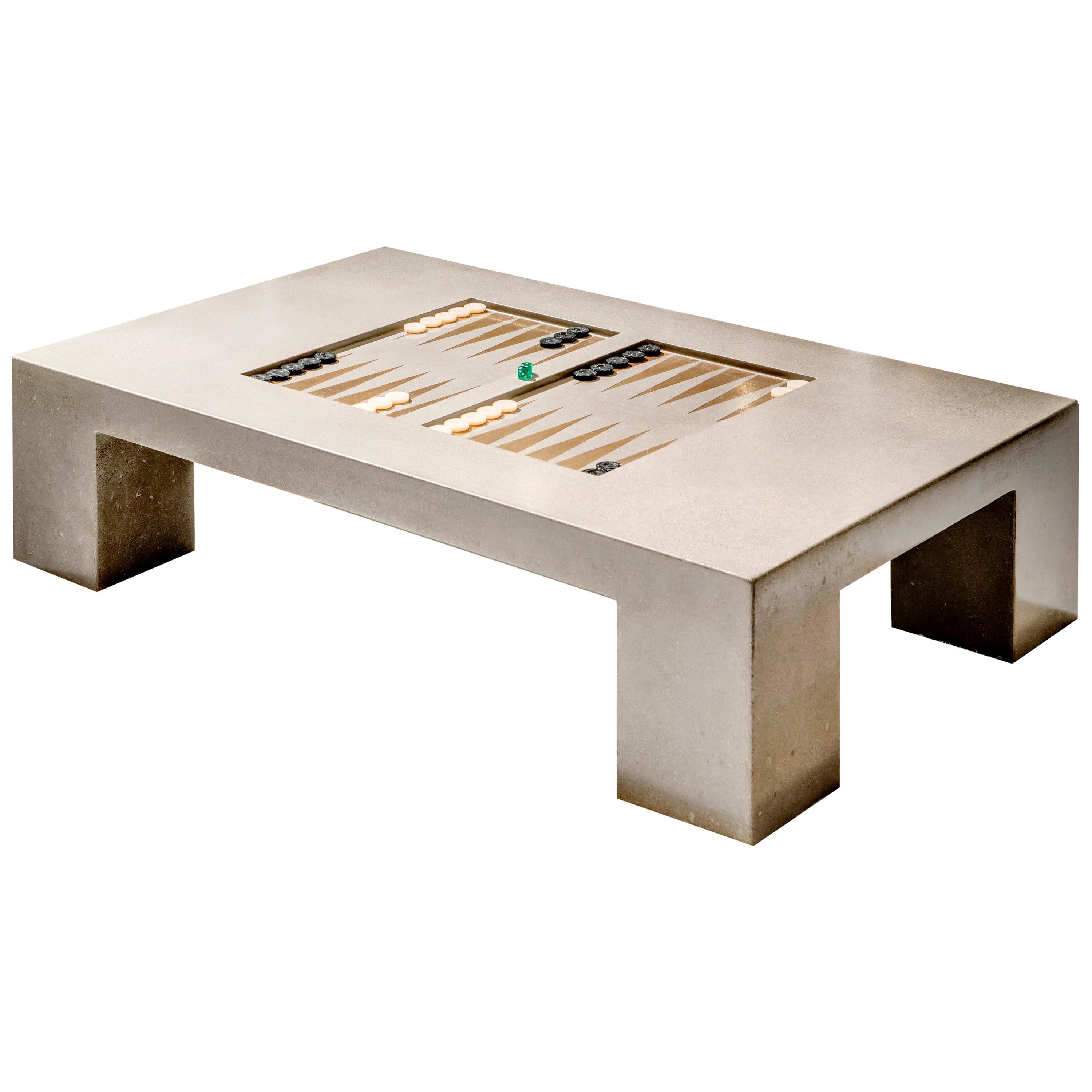 James de Wulf Concrete Backgammon Coffee Table at 1stDibs