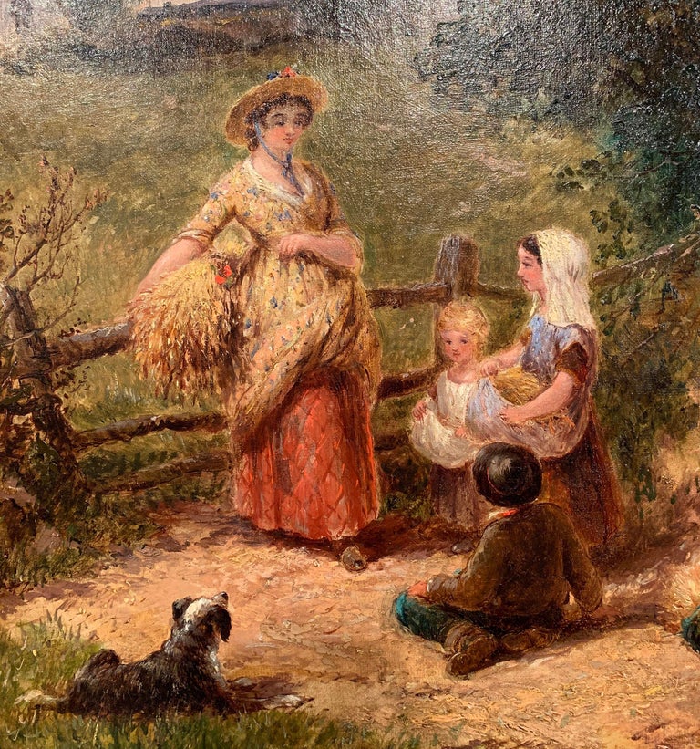 James Edwin Meadows - 19th Century English Oil Painting "The Gleaners ...
