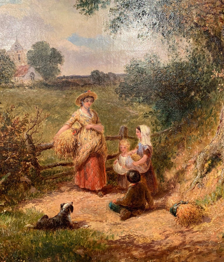 James Edwin Meadows - 19th Century English Oil Painting "The Gleaners ...