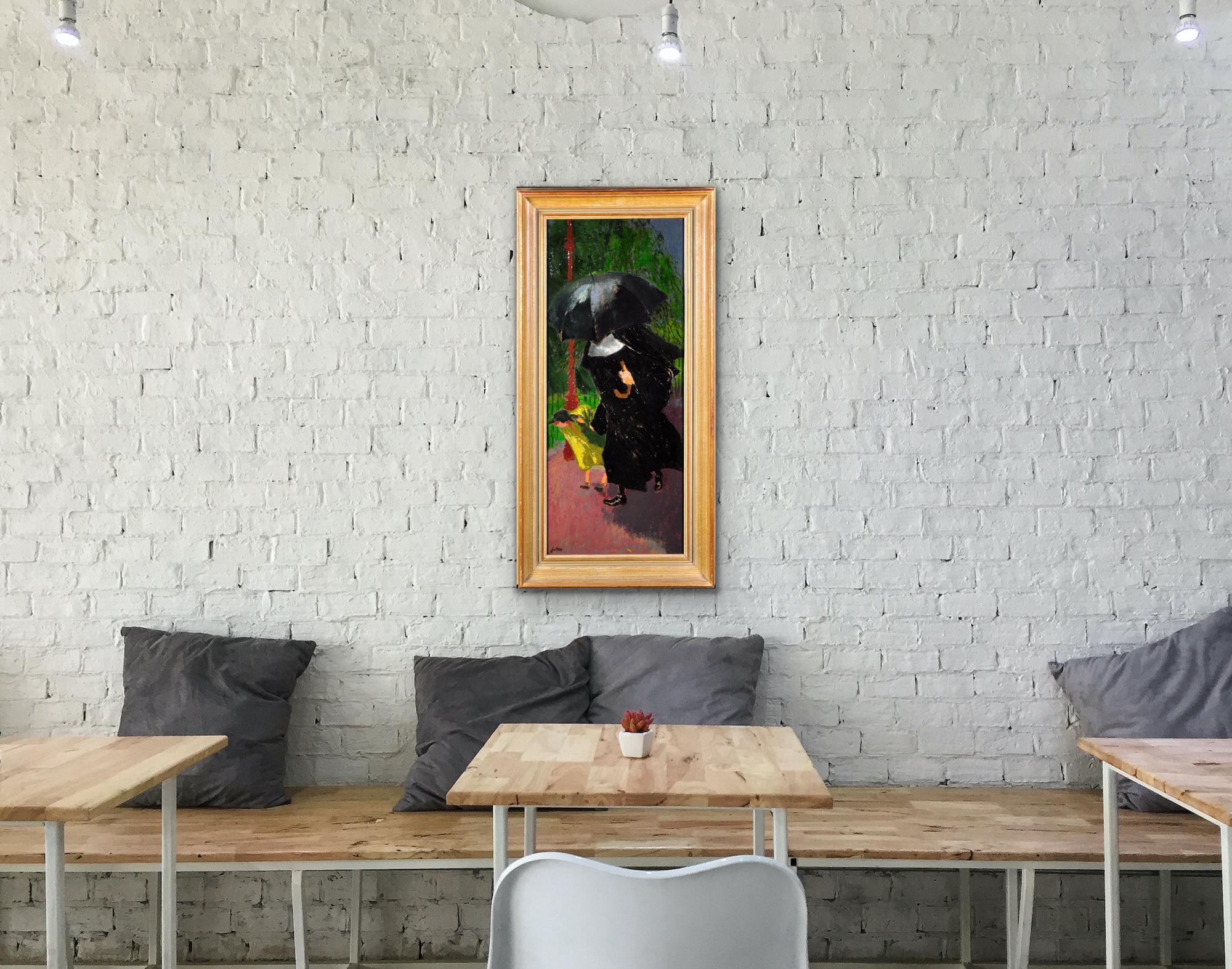 James Fitton - Nun and Schoolgirl in the Rain.James Fitton.Original Oil ...