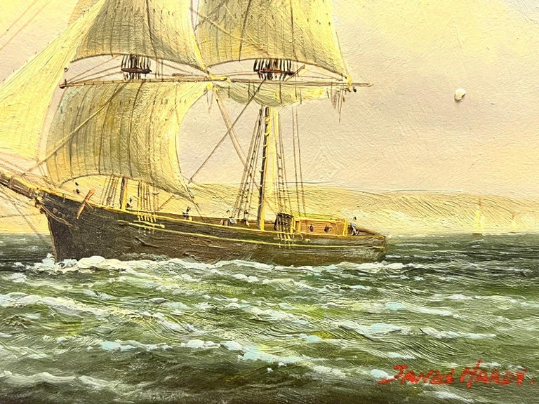 James Hardy - Classic Tall Sailing Ship in Choppy Waters off Coastline ...