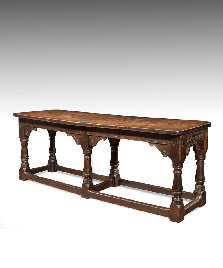 James I Carved Oak Six-Leg Refectory Table For Sale at 1stDibs