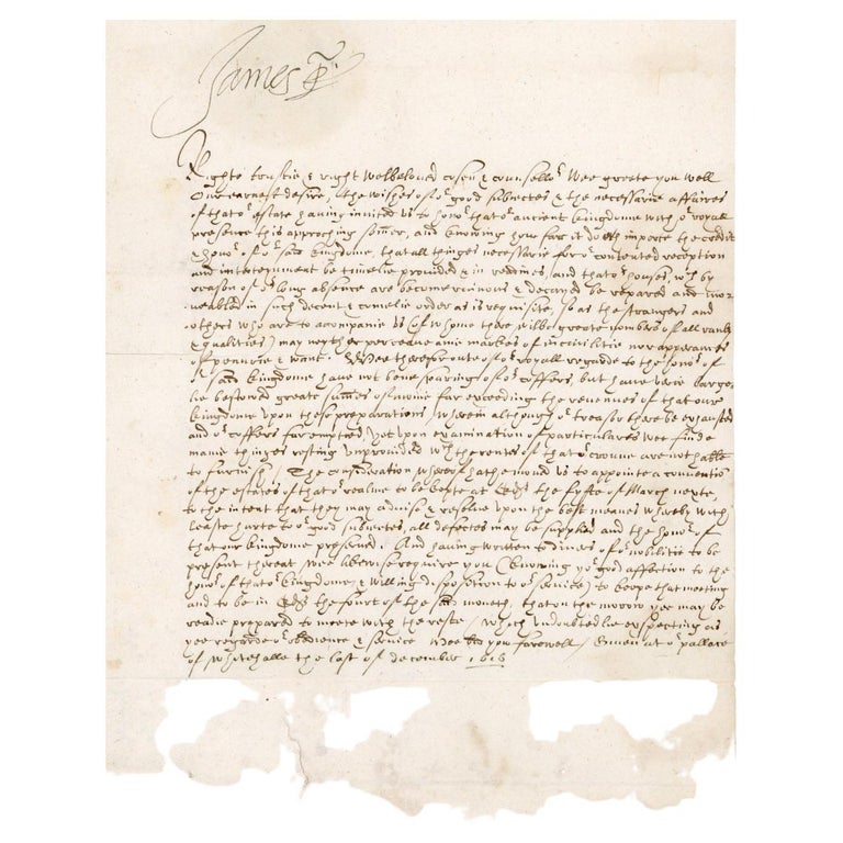 James I., signiertes königliches Dokument im Angebot bei 1stDibs