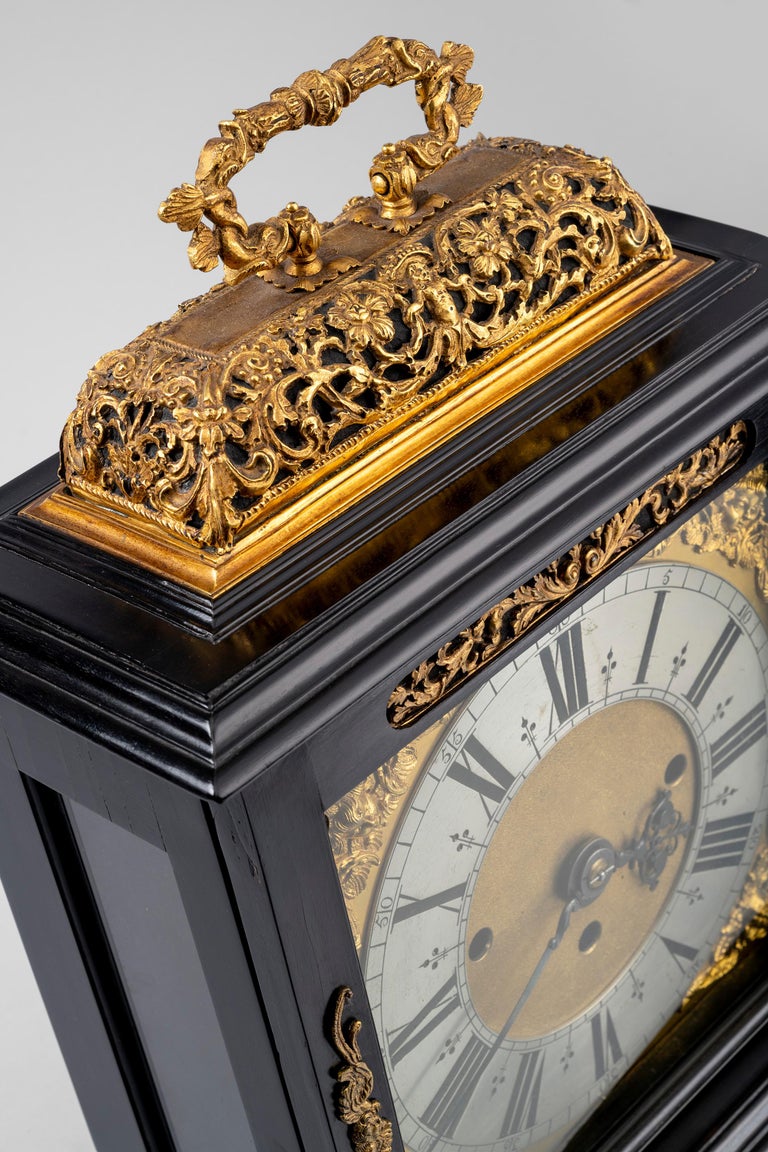 17th Century Antique Ebony and Gilt Table Clock by Edward Burgis of ...