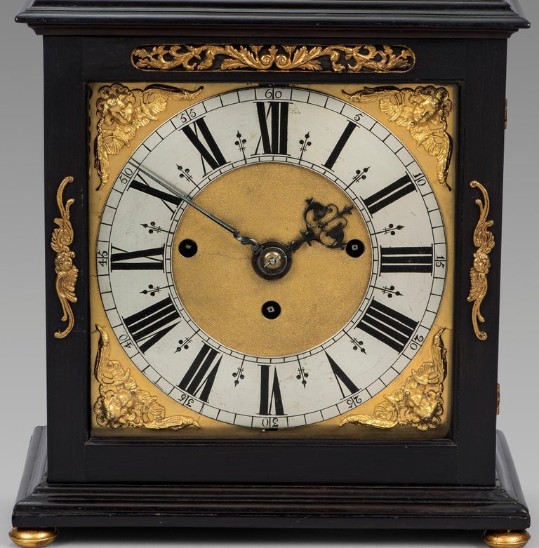 17th Century Antique Ebony and Gilt Table Clock by Edward Burgis of ...