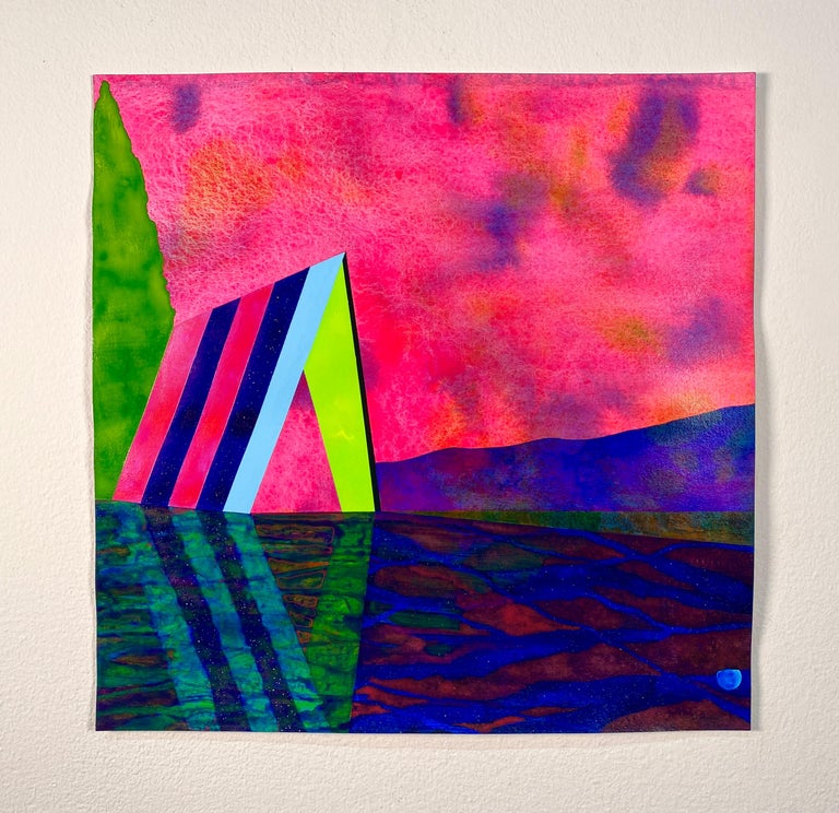 James Isherwood - Leave By Night, neon landscape painting ...