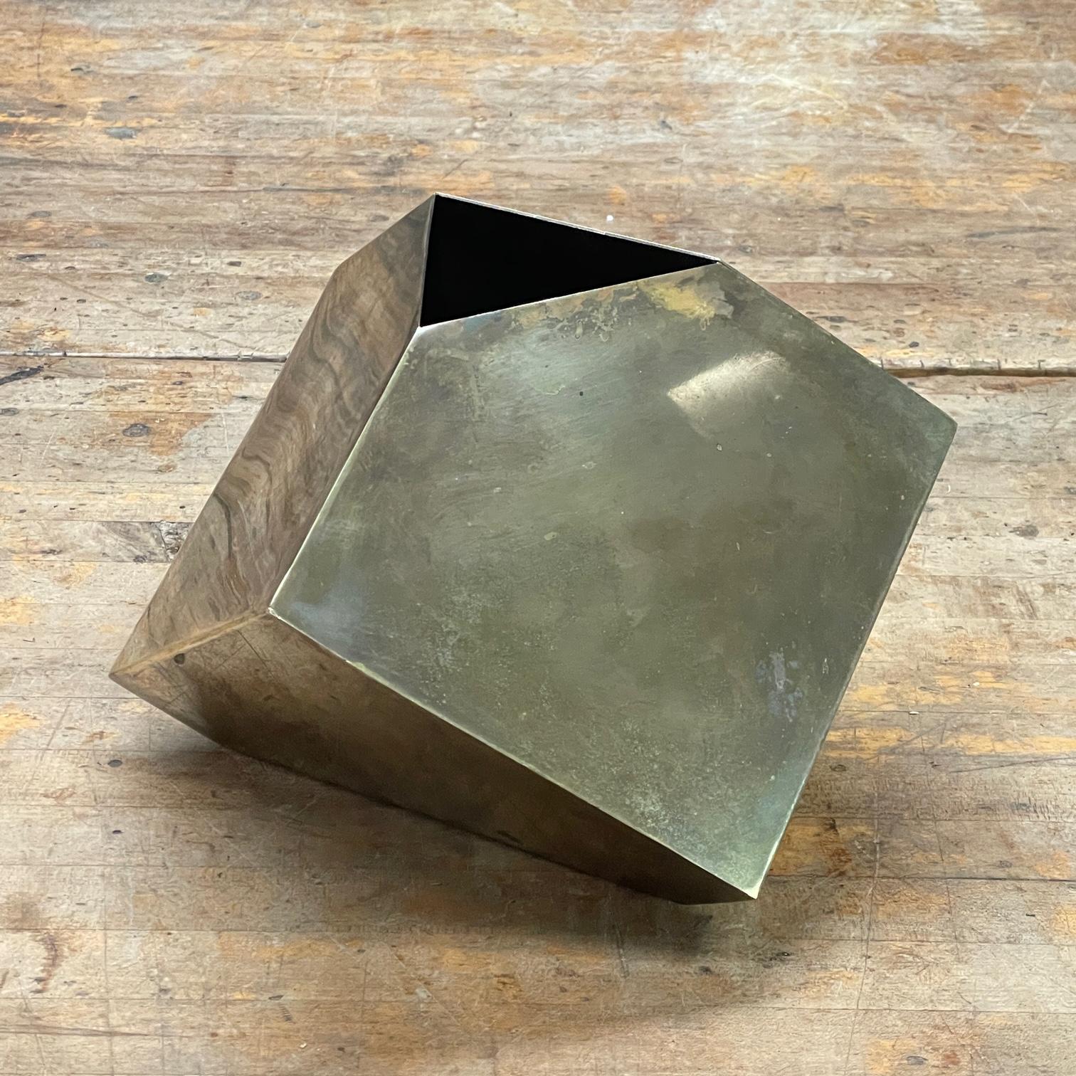 James Johnston Large Geometric Brass Architectural Vase Vintage Post ...