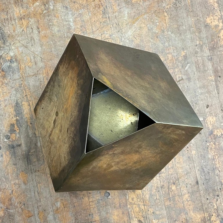 James Johnston Large Geometric Brass Architectural Vase Vintage Post ...