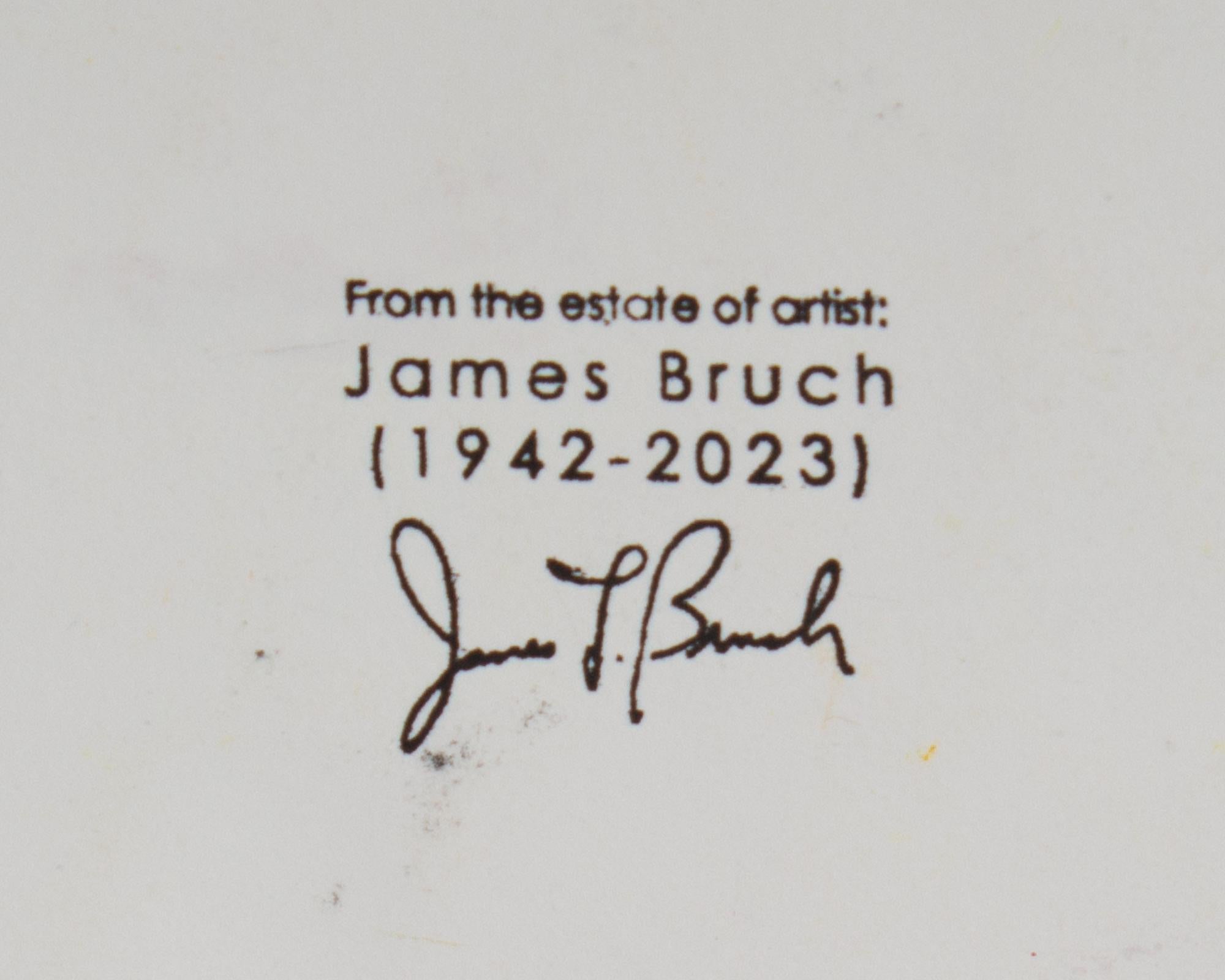James L. Bruch Signed 2009 “3 or 5” Abstract Mixed Media on Paper ...