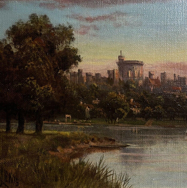 James Lewis - Windsor Castle at Sunset from the River Thames, Signed ...