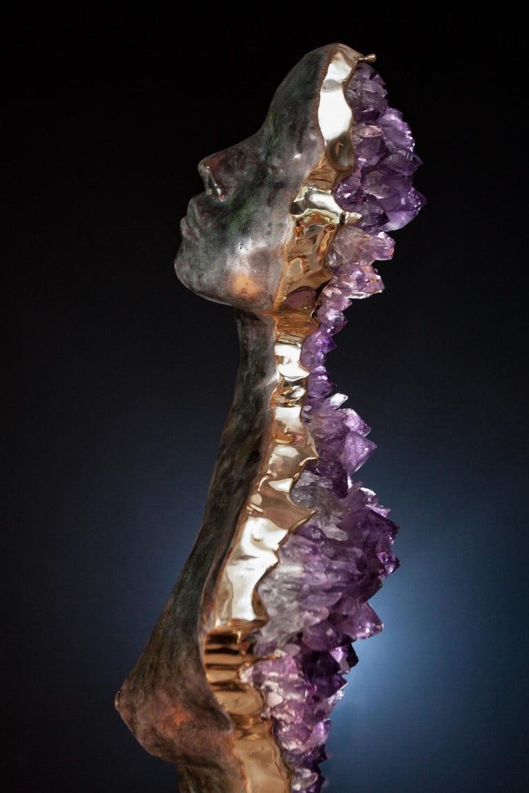 James Lomax - LIMINAL STATE Amethyst crystals, bronze sculpture For ...