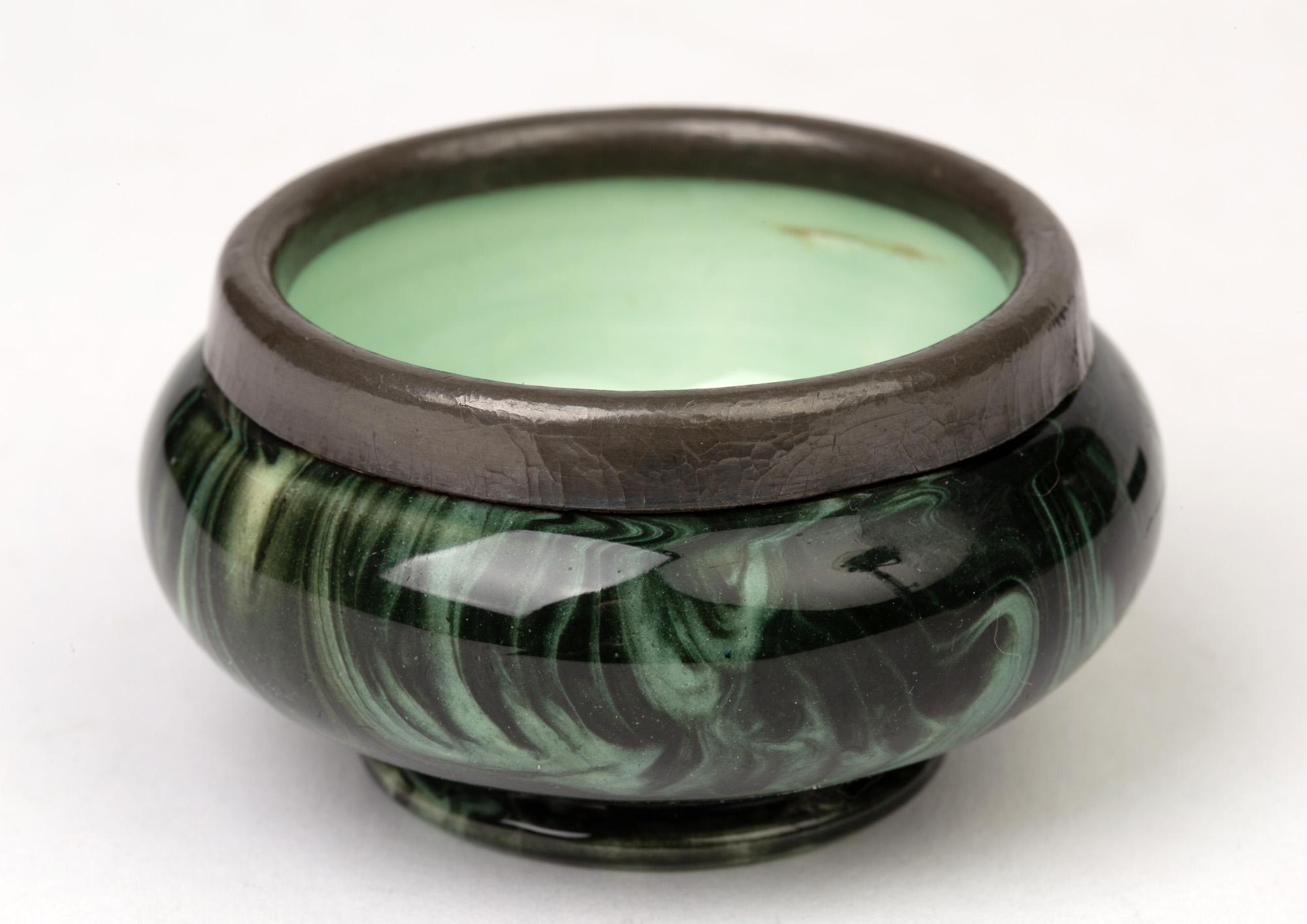 James MacIntyre English Marble Glazed Pewter Mounted Majolica Salt ...