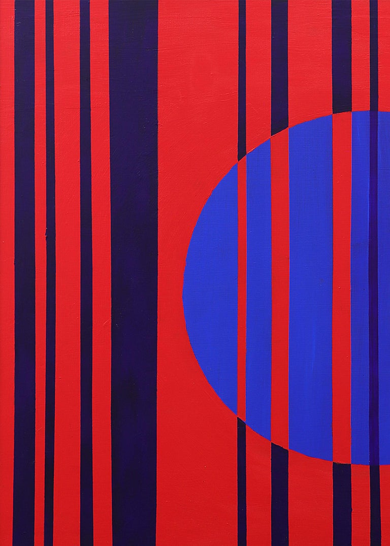 James Meek - Graphic Mid Century Modern Abstract Oil Painting, Red ...