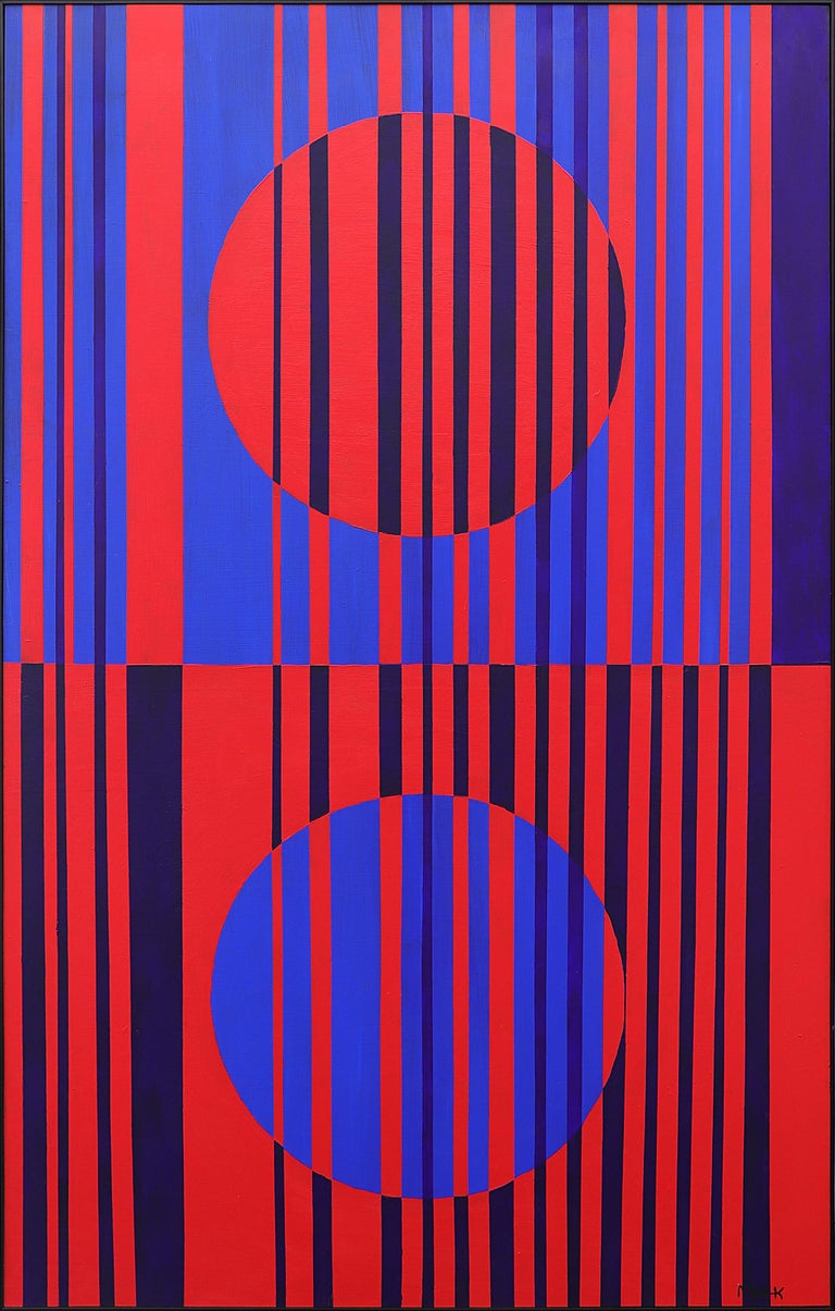 James Meek - Graphic Mid Century Modern Abstract Oil Painting, Red ...