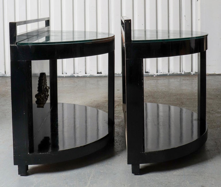James Mont Asian Manner Ebonized Console Tables For Sale at 1stDibs