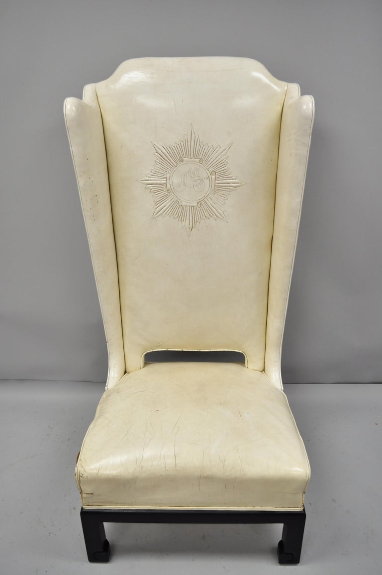 James Mont Oversized Leather Oriental High Back Chair For Sale at ...