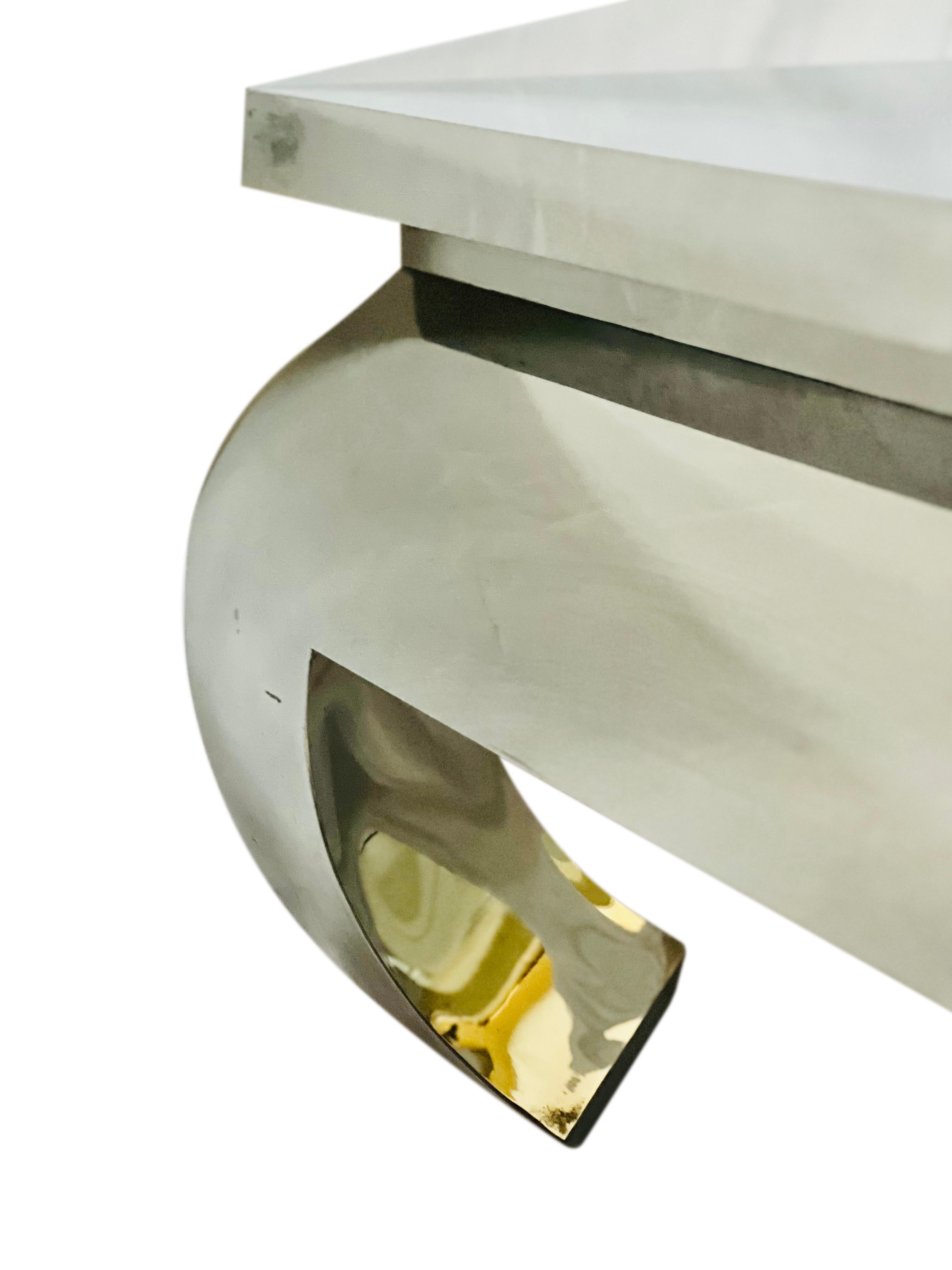 James Mont Polished Stainless Steel Coffee Table at 1stDibs