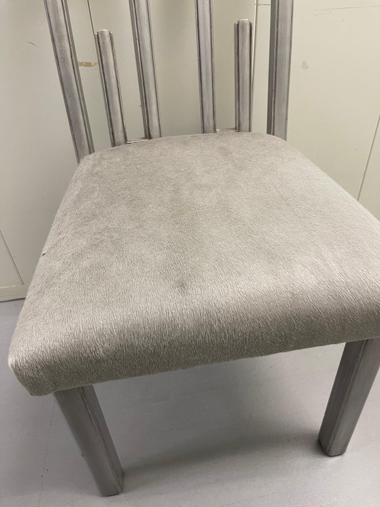 James Mont Silver Greek Key Motif Side Chair For Sale at 1stDibs