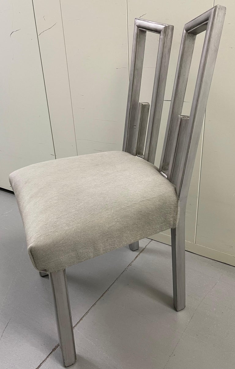 James Mont Silver Greek Key Motif Side Chair For Sale at 1stDibs