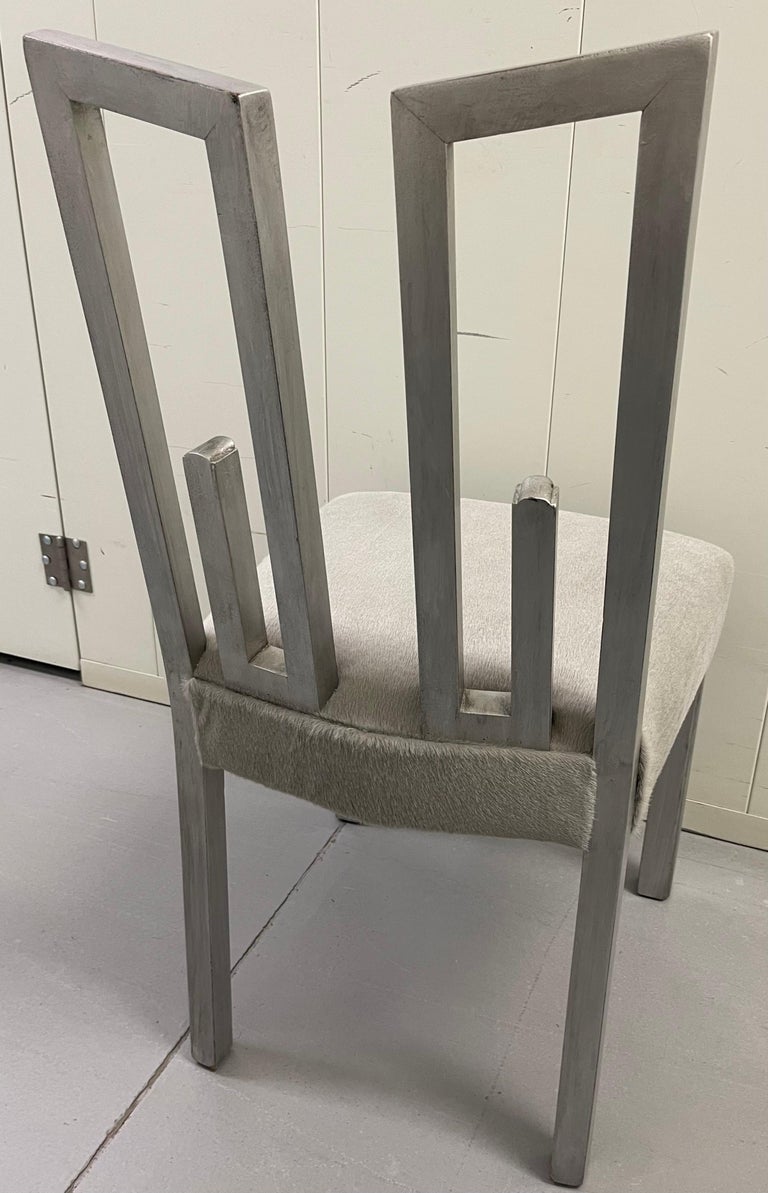 James Mont Silver Greek Key Motif Side Chair For Sale at 1stDibs