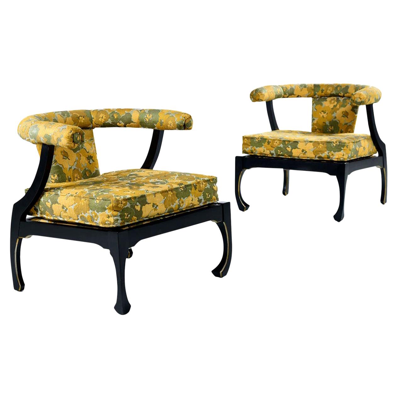 James Mont Style Lacquered Asian Chairs at 1stDibs