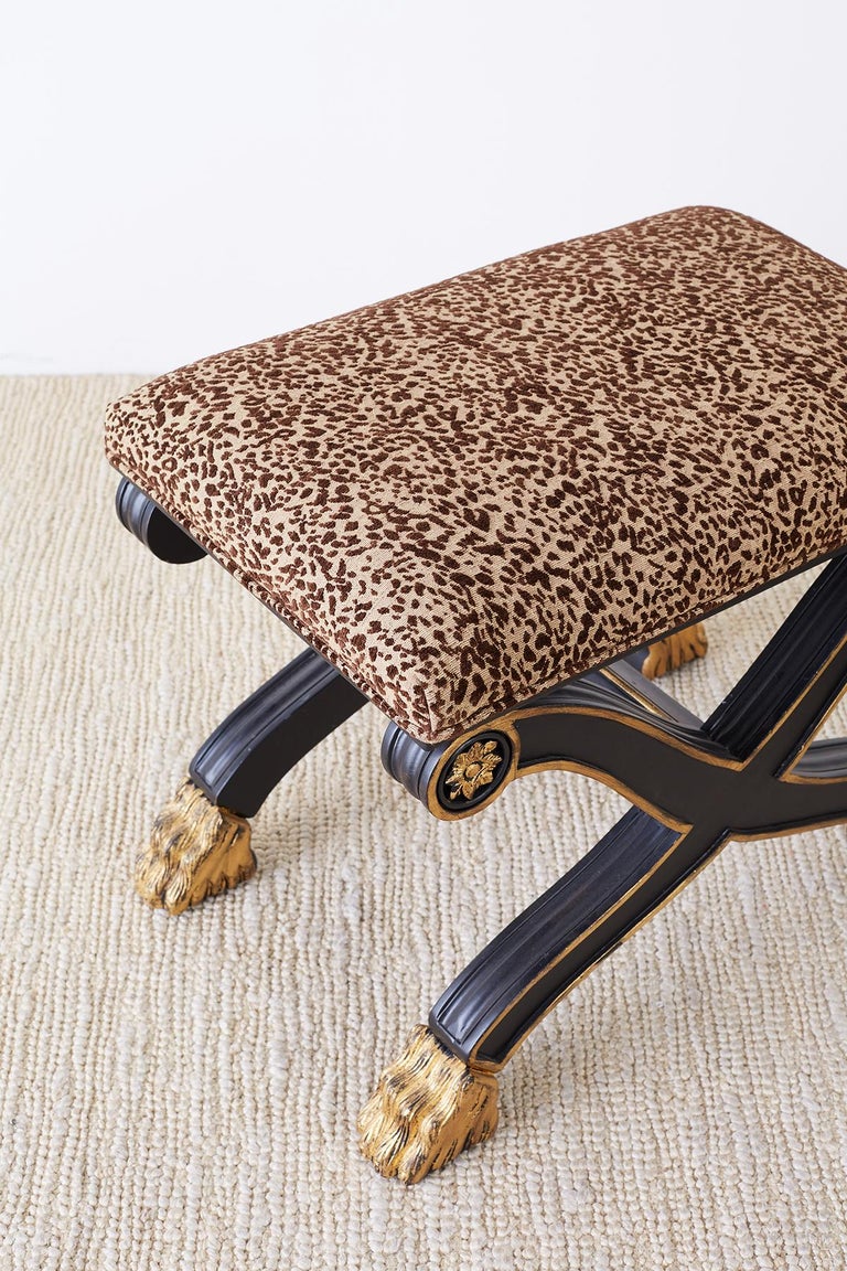 James Mont Style Hollywood Regency Curule Ottoman Benches at 1stDibs