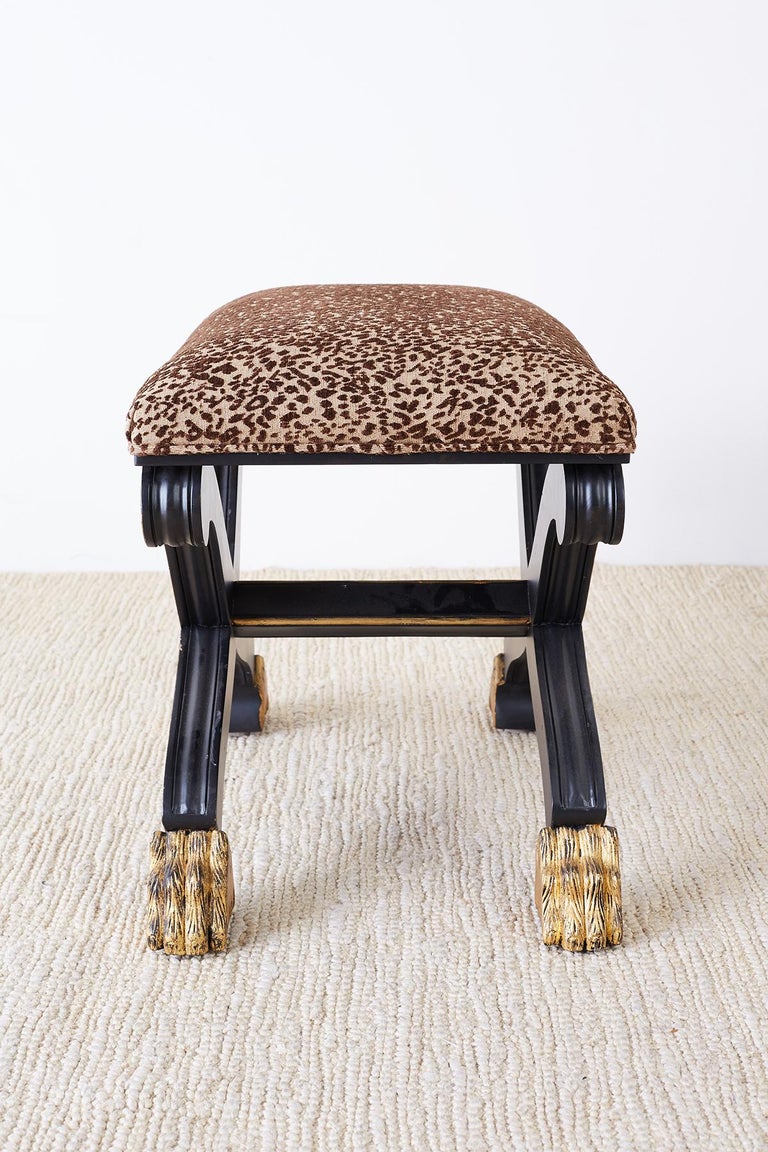 James Mont Style Hollywood Regency Curule Ottoman Benches at 1stDibs