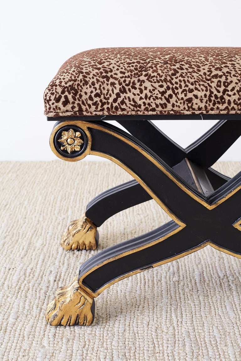 James Mont Style Hollywood Regency Curule Ottoman Benches at 1stDibs