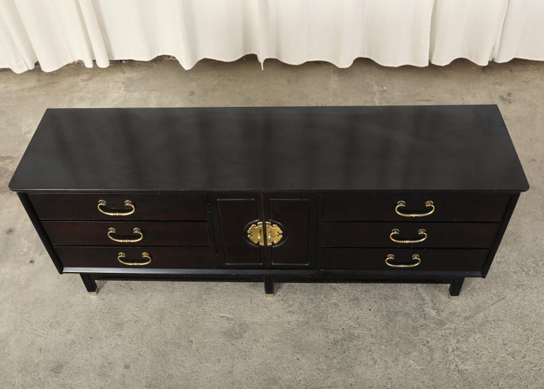 James Mont Style Hollywood Regency Ebonized Dresser or Credenza For ...