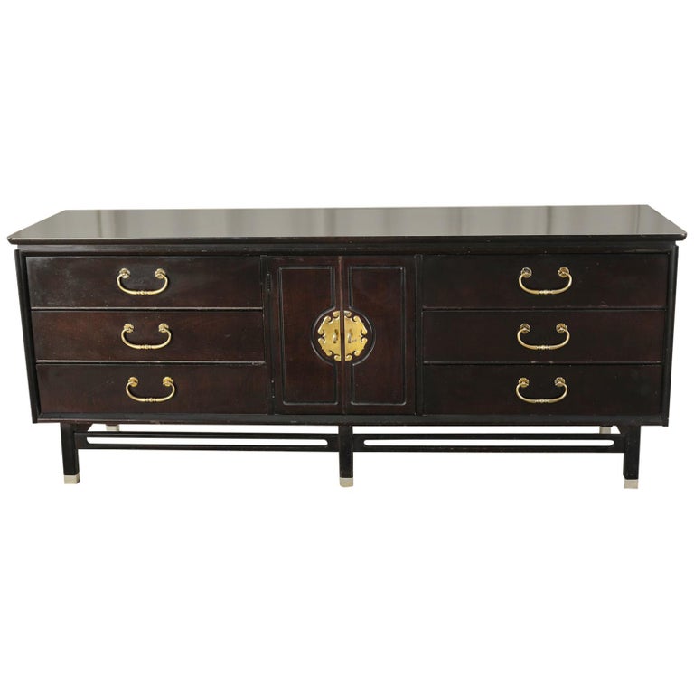 James Mont Style Hollywood Regency Ebonized Dresser or Credenza For ...