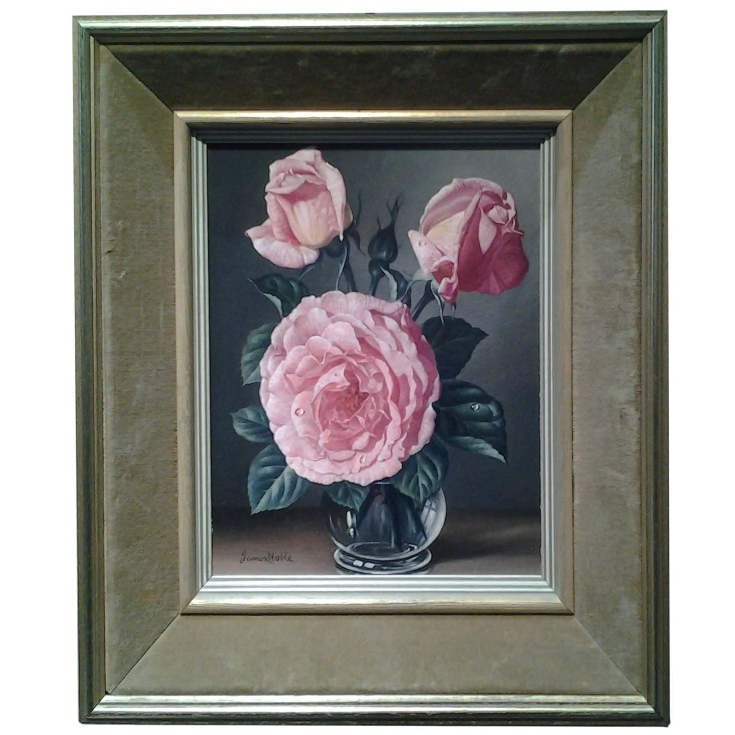 James Noble - Pink Roses with dew For Sale at 1stDibs | james noble ...