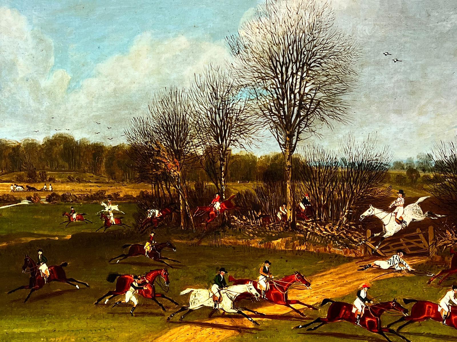 Large Classic English Steeplechase Horse Racing Picture Country House ...