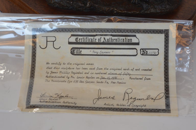 James Regimbal Bronze "Pony Express" Sculpture For Sale at 1stDibs