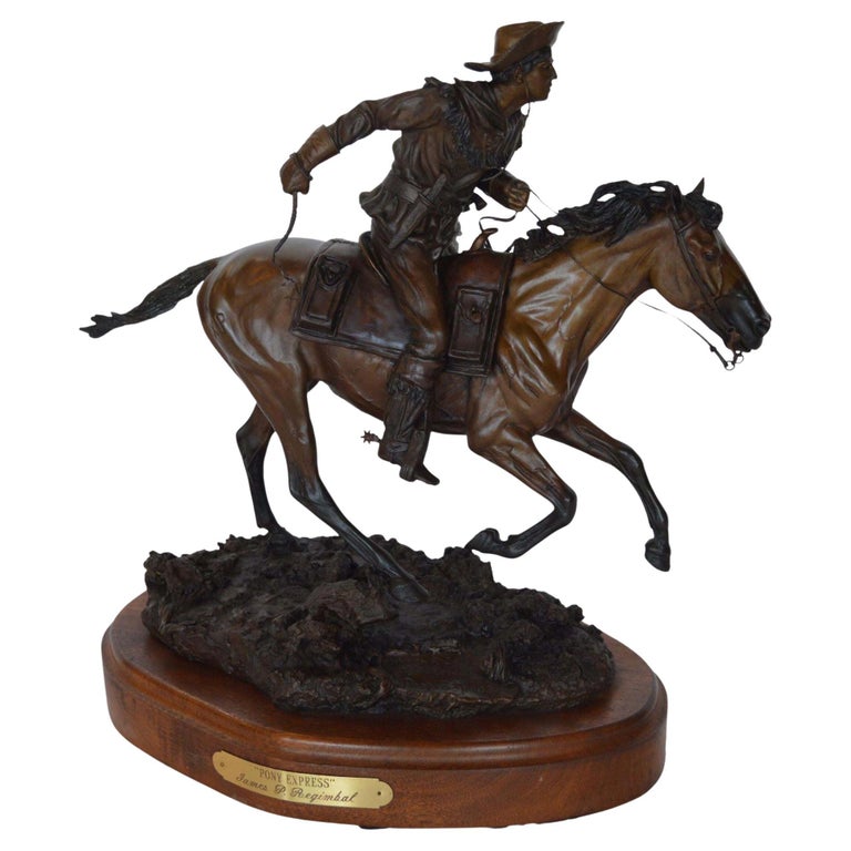 James Regimbal Bronze "Pony Express" Sculpture For Sale at 1stDibs