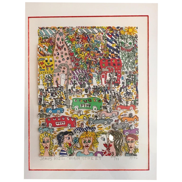 James Rizzi Main Street 1982 3-D Lithograph 58/99 at 1stDibs