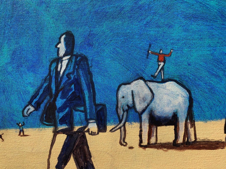 James Strombotne "White Elephant" Acrylic on Canvas Painting, 2018 For ...