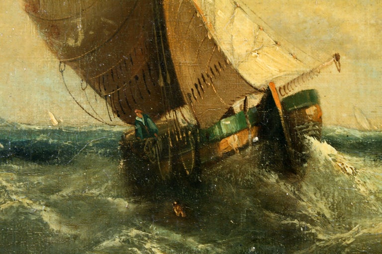 James Webb 19th Century Oil Painting on Board Ship at Sea Framed For ...