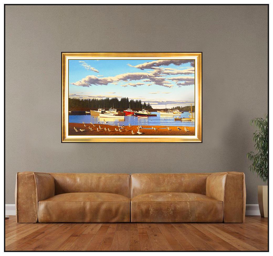 James Wolford - James Wolford Large Original Harbor Seascape Painting ...