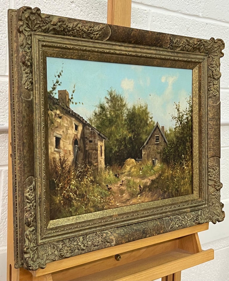 James Wright - Rural Farm House Scene with Hens in English Countryside ...