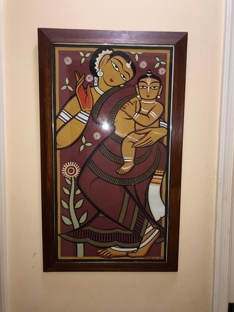 Jamini Roy - Jamini Roy "Mother and Child" Original Painting For Sale ...