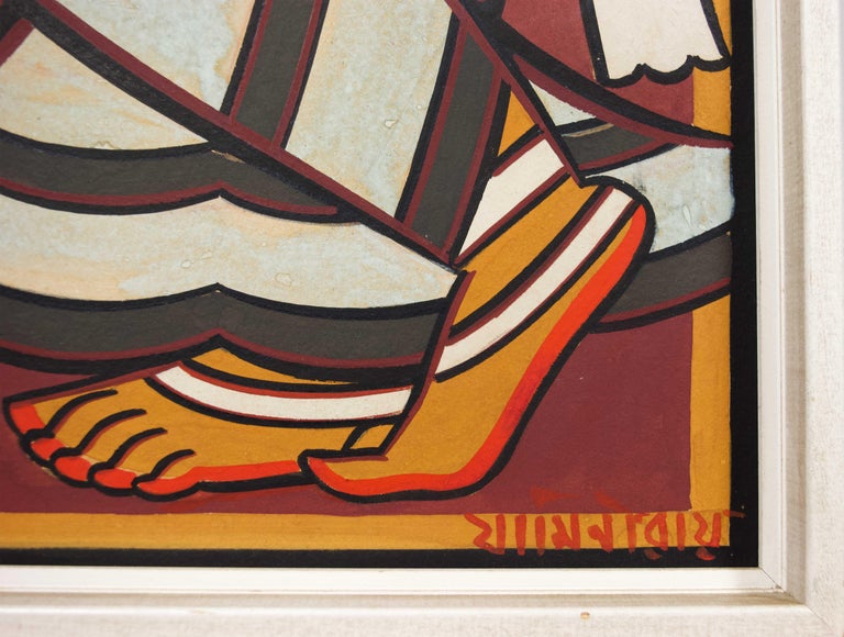 Jamini Roy - 'Untitled (Gopini)' original painting on paper by Jamini ...