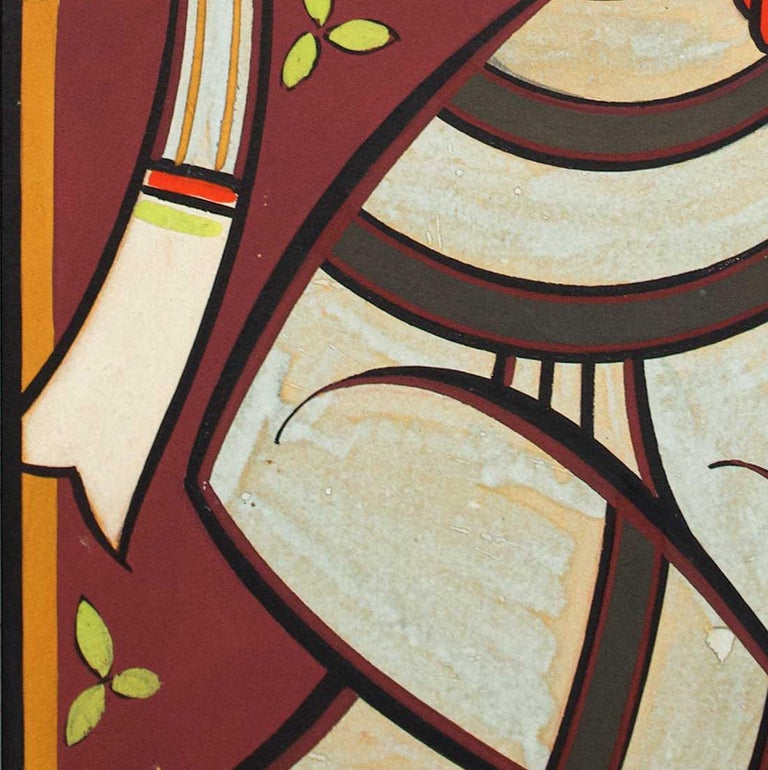 Jamini Roy - 'Untitled (Gopini)' original painting on paper by Jamini ...