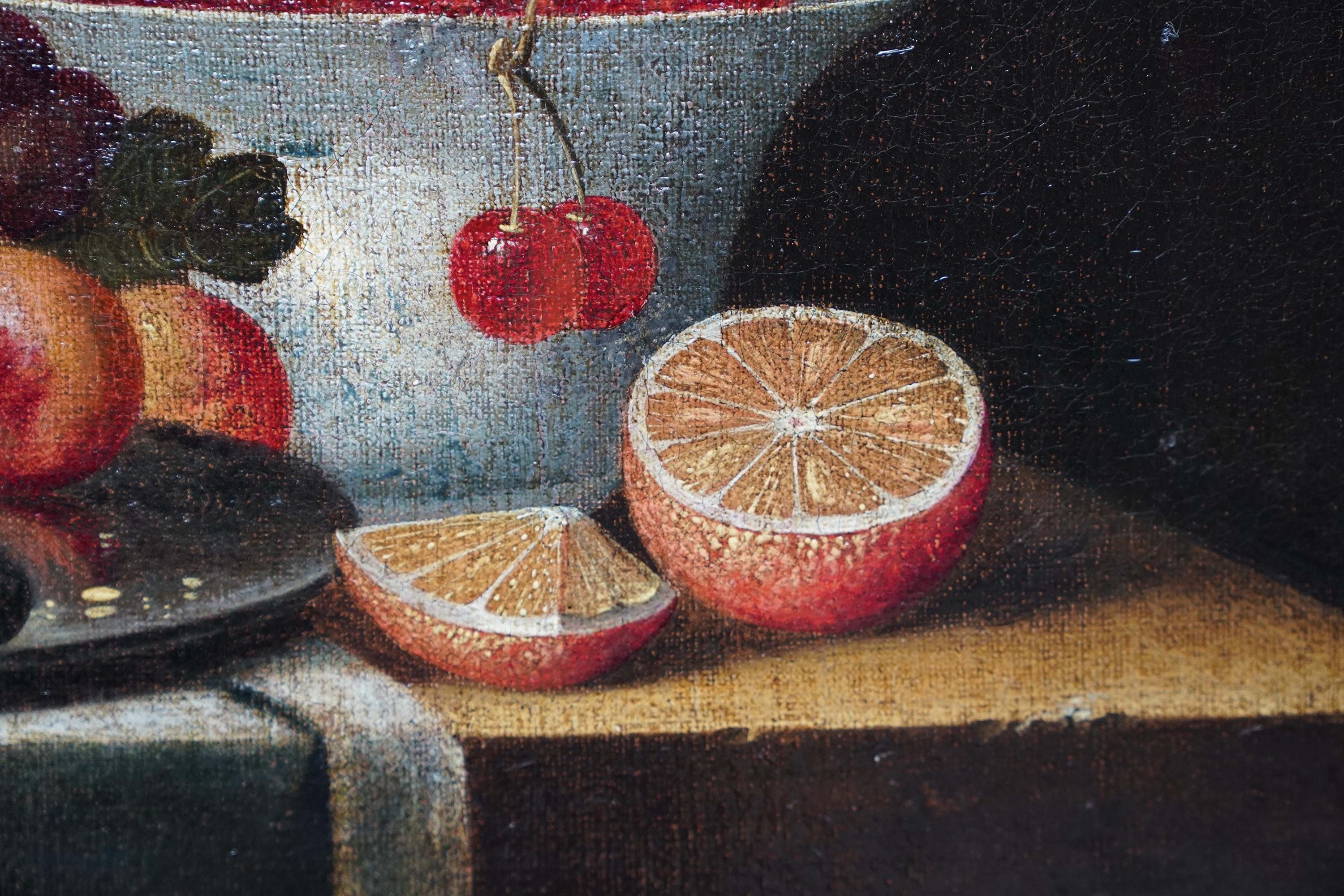 Still Life of Fruit - Dutch 17th century art Old Master still life oil painting For Sale at 1stDibs