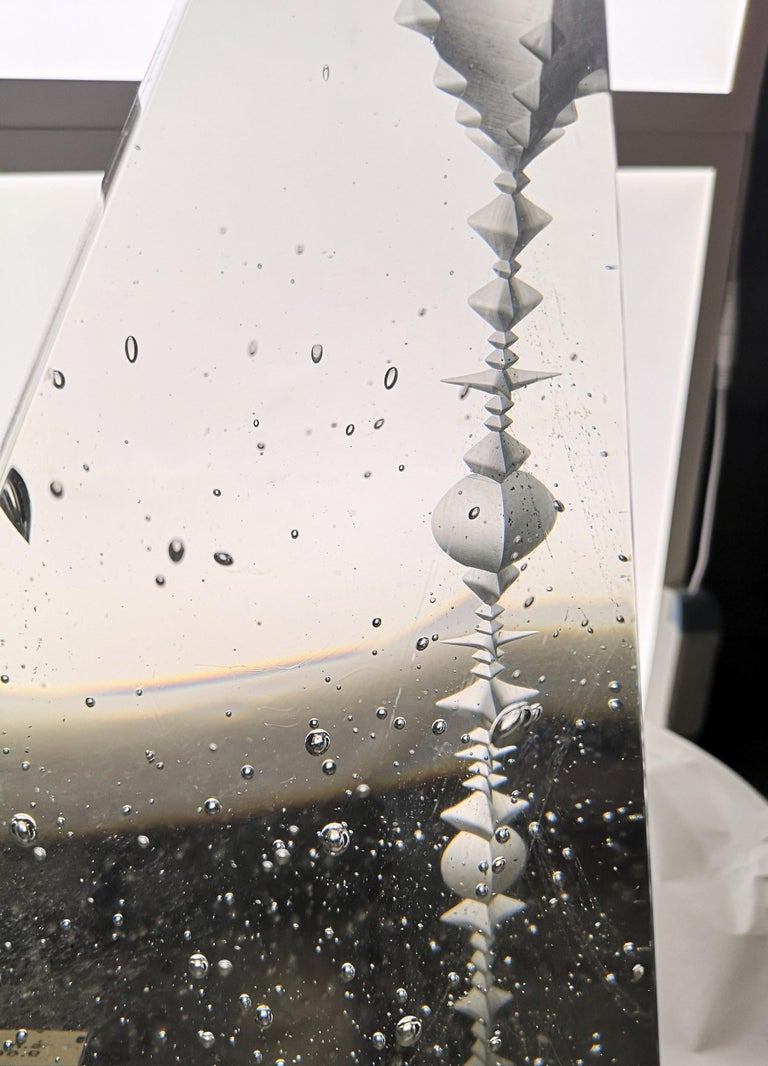 Jan Exnar, Czech Crystal Pyramid Monolith with Corner Engraving, 1998 ...