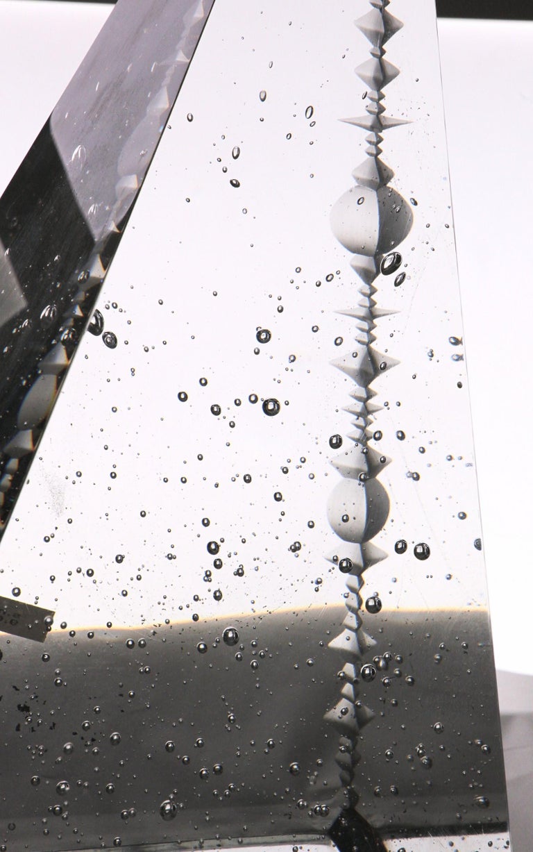 Jan Exnar, Czech Crystal Pyramid Monolith with Corner Engraving, 1998 ...