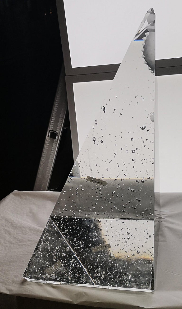 Jan Exnar, Czech Crystal Pyramid Monolith with Corner Engraving, 1998 ...