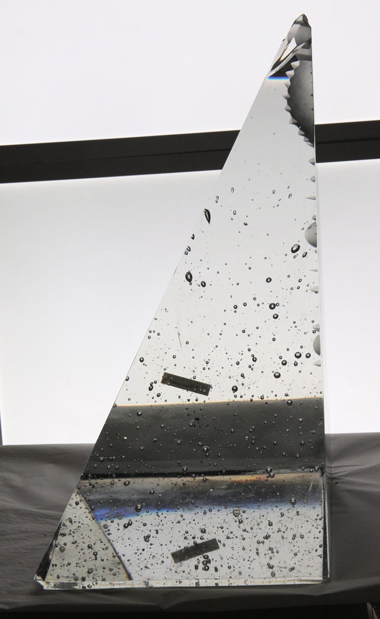 Jan Exnar, Czech Crystal Pyramid Monolith with Corner Engraving, 1998 ...