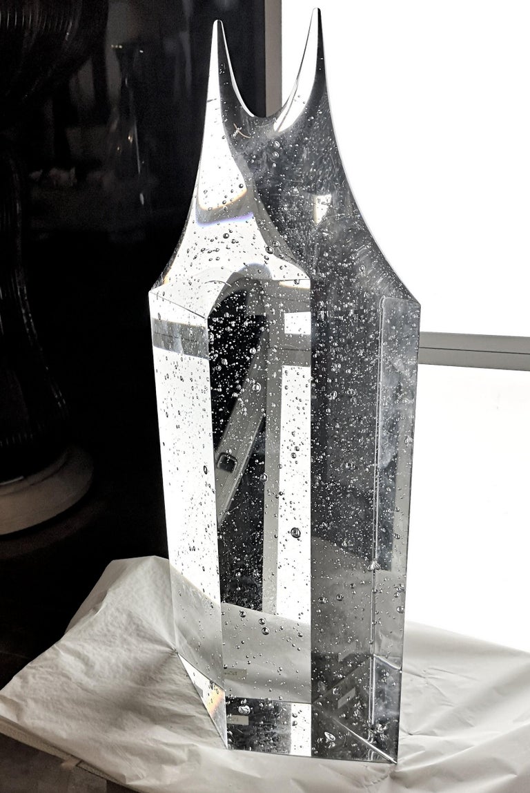 Jan Exnar, Czech Crystal Large Monolith with Twin Peaks Organic Finish ...