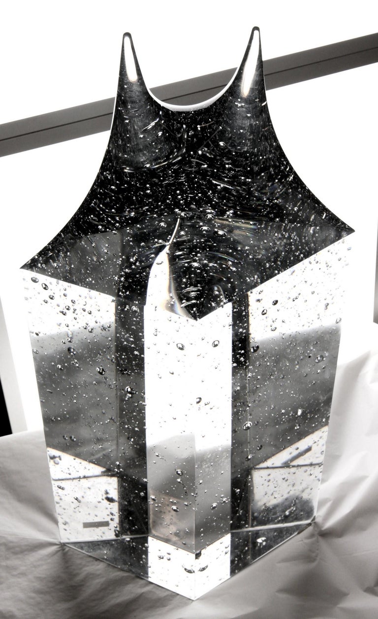 Jan Exnar, Czech Crystal Large Monolith with Twin Peaks Organic Finish ...