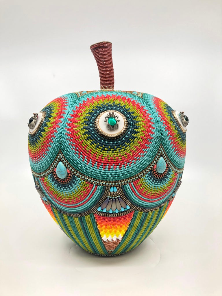 Jan Huling - "Apple", Contemporary, Mixed Media Art, Beaded, Sculpture ...